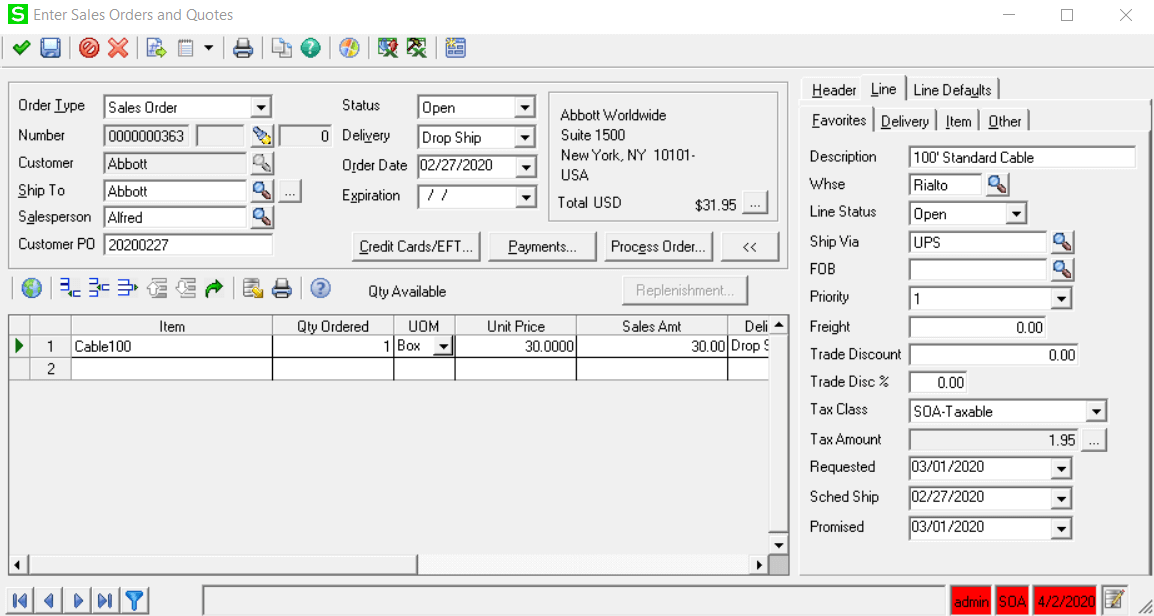 Configuring Sage 500 Sales Order Entry to work with Data Porter